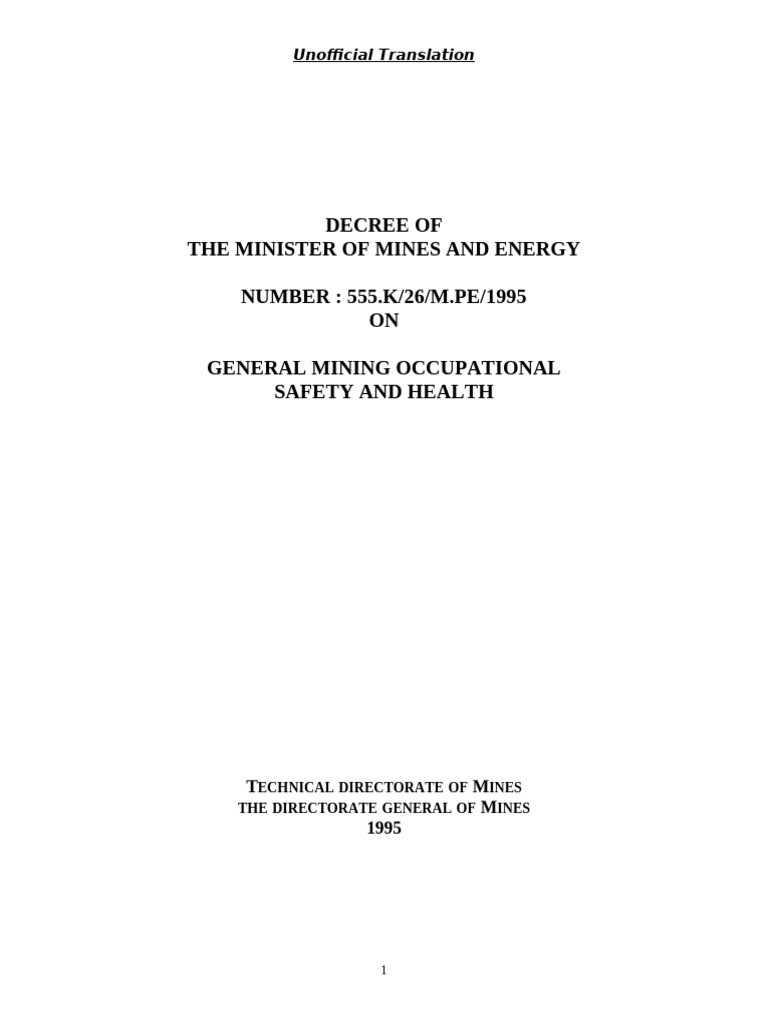 General Mining Occupational Safety and Health 1995 | PDF