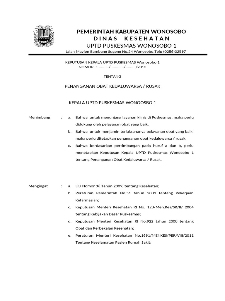 8.2.3.g SK Penanganan Obat Kedaluwarsa | PDF