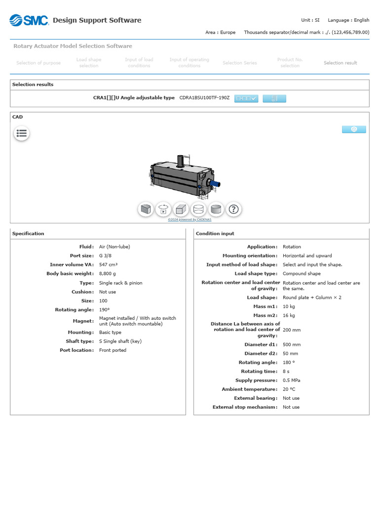 083.24 - Rotary Actuator Model Selection Software - SMC Corporation | PDF | Actuator | Rotation
