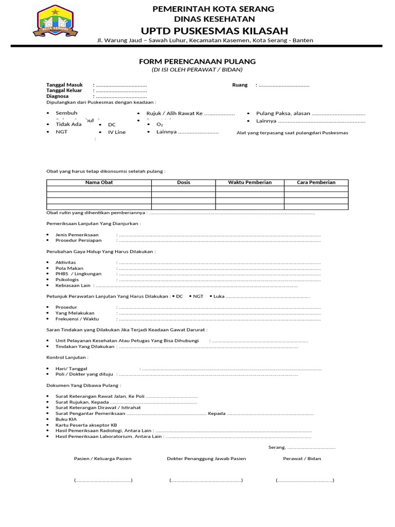 Form Perencanaan Pasien Pulang | PDF