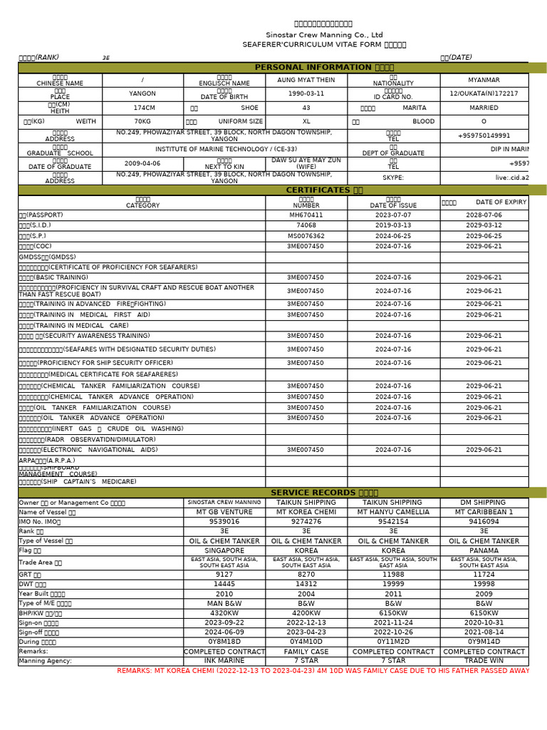 CV Form | PDF
