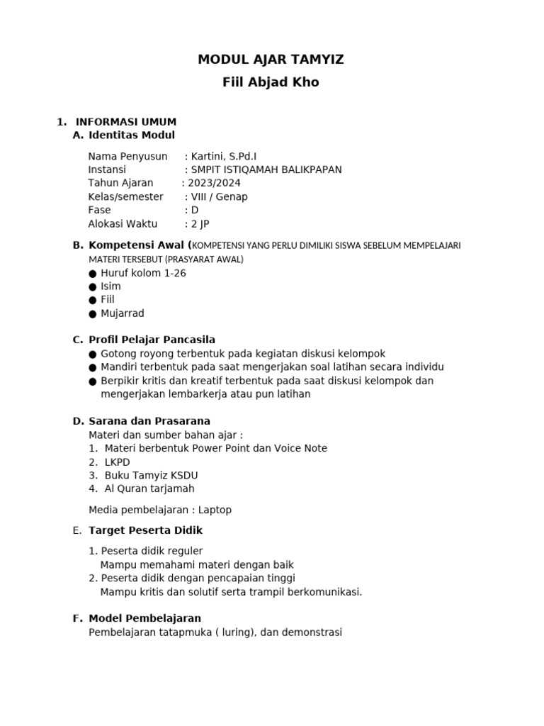Modul TAmyiz - Docx Semester 2 | PDF