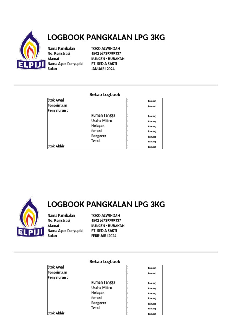 Format Logbook 2024 Fix | PDF