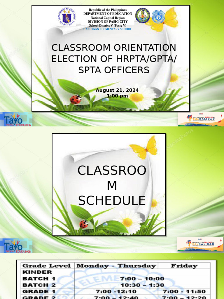 Classroom Orientation and Election of Officers | PDF