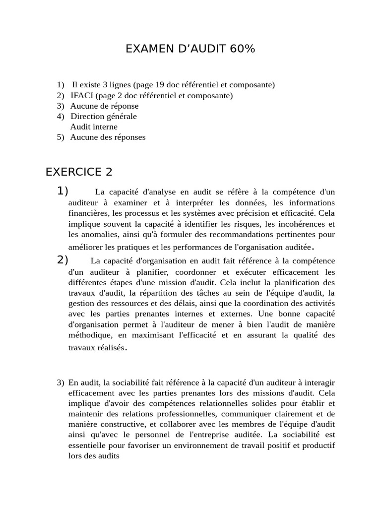 Examen D'audit | PDF