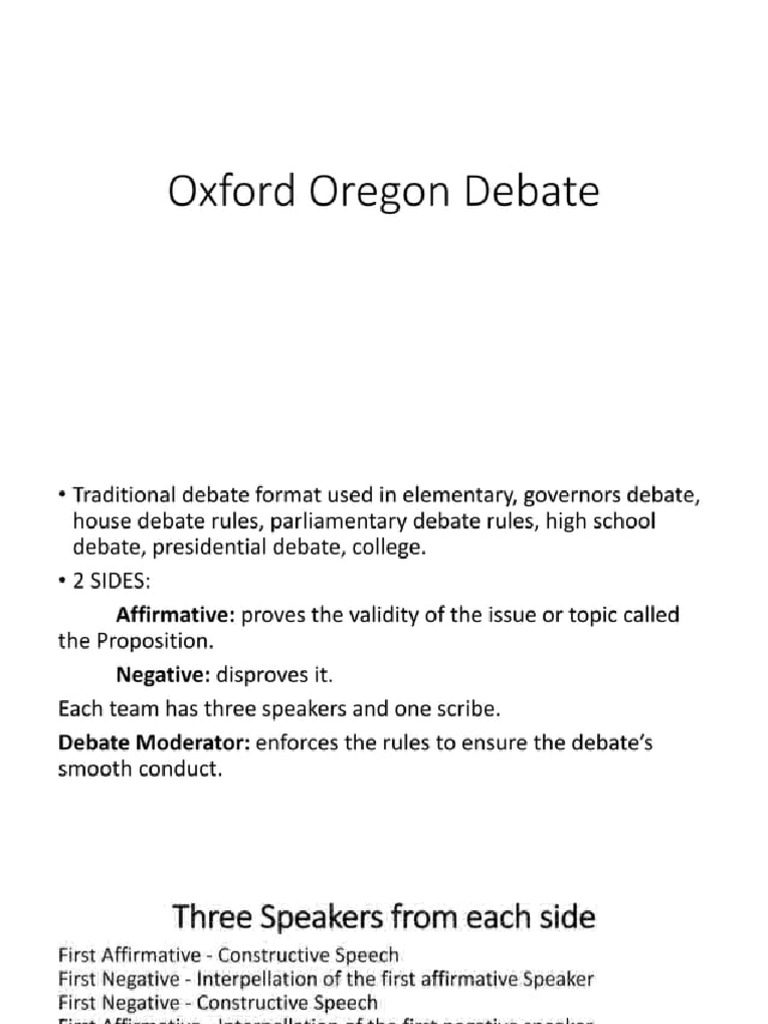 The Oxford Oregon Debate | PDF