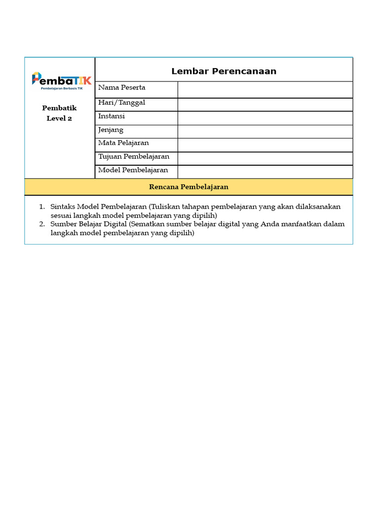 Template - Rancangan Pembelajaran Dengan Model Pembelajaran Berbasis ...