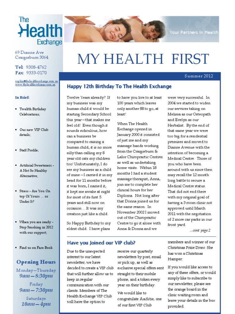 My Health First: Tel: Fax | PDF | Sugar Substitute | Food And Drink