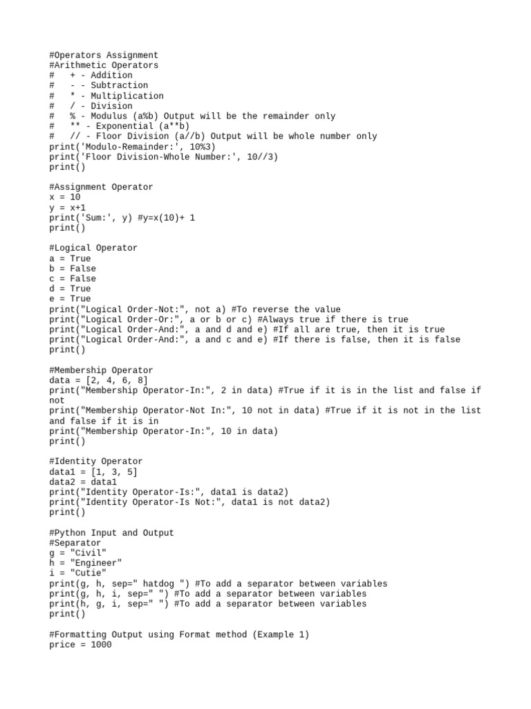 Lesson Operators Assignment | PDF