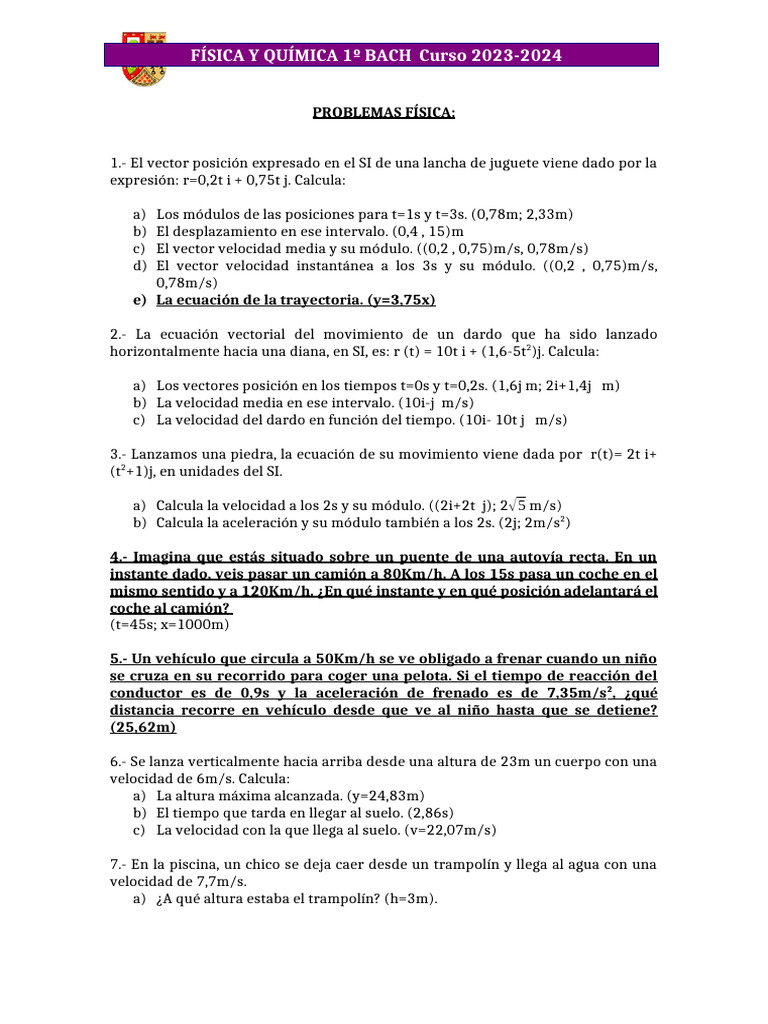 Problemas Repaso Fisica Global | PDF