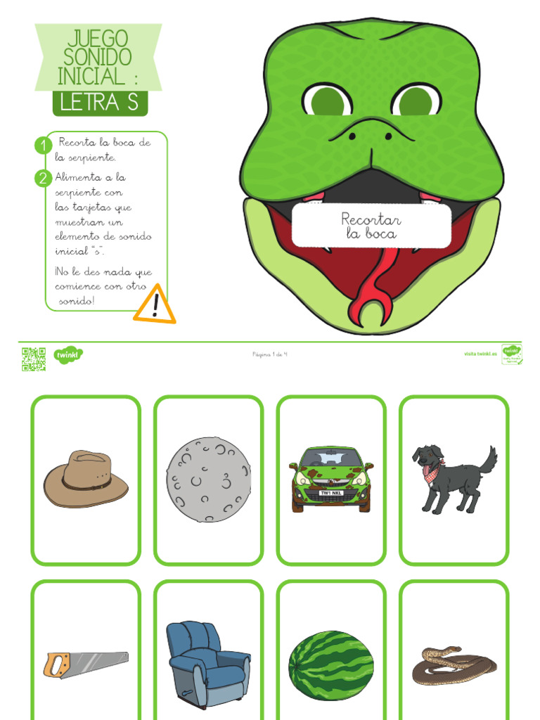 Juego - Sonido Inicial - Letra S | PDF