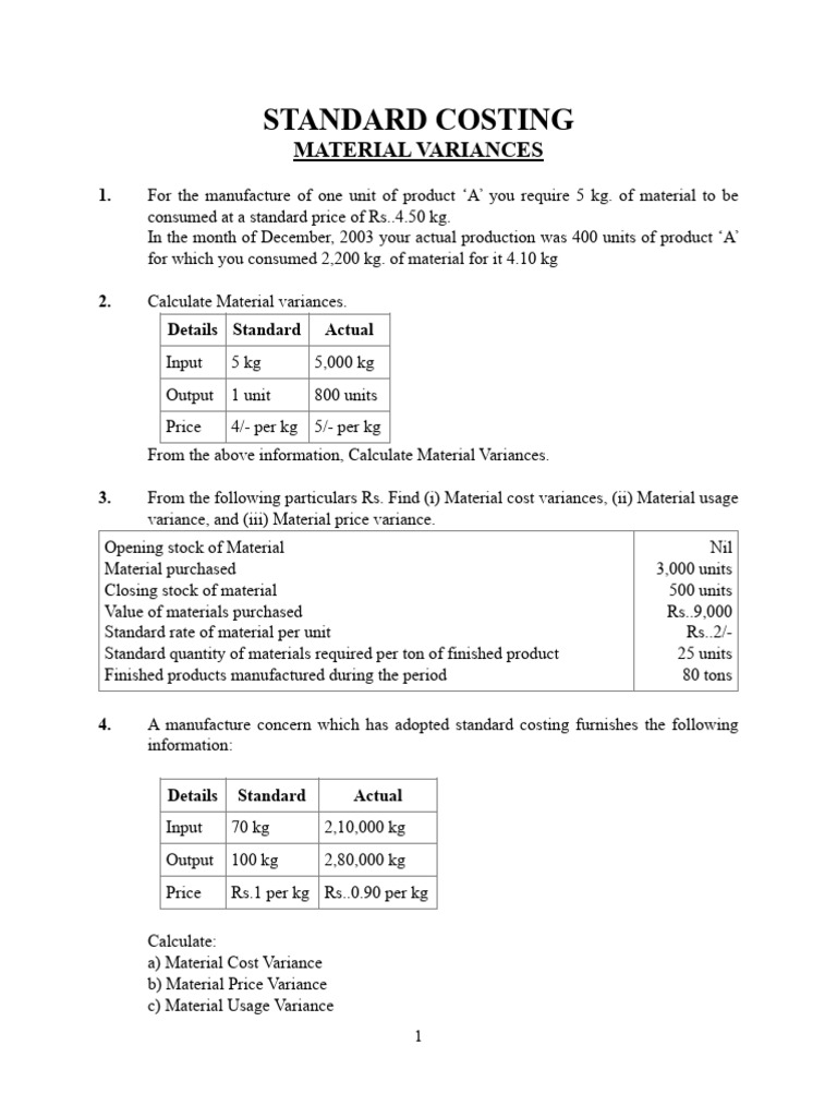 Standard Costing | PDF