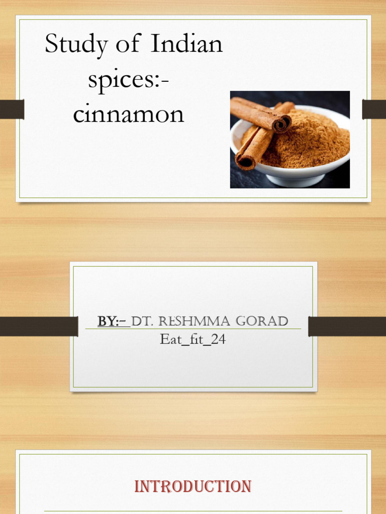 Indian Spices (Cinnamon) DT - Reshma | PDF | Wellness