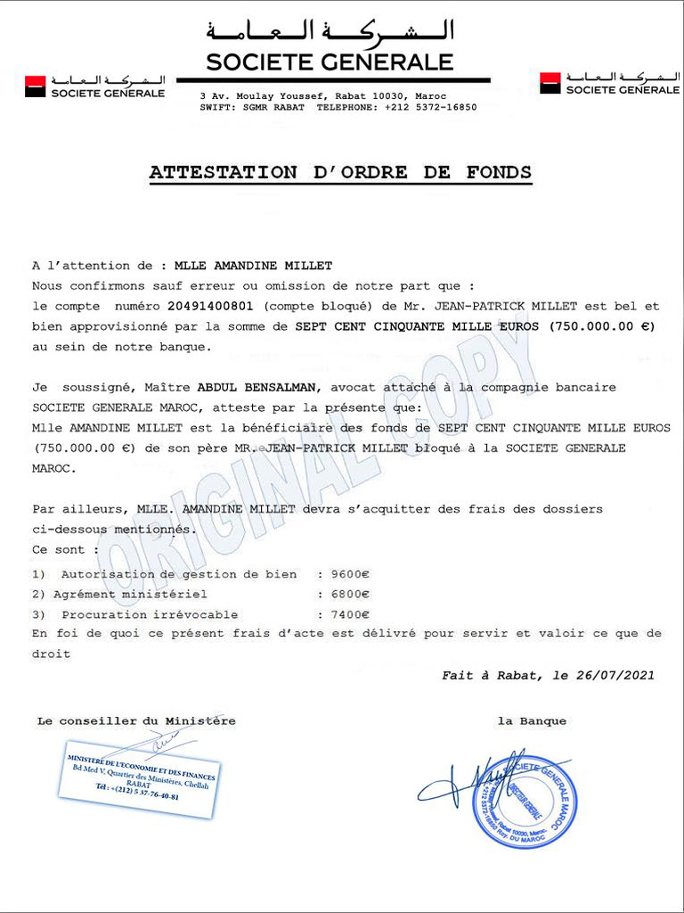 Attestation de Fonds.. | PDF