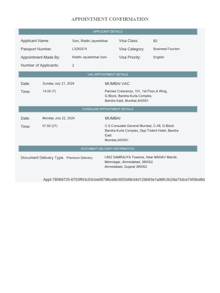 Appointment Confirmation | PDF