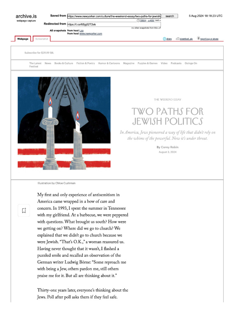 Two Paths For Jewish Politics - Corey Robin | PDF