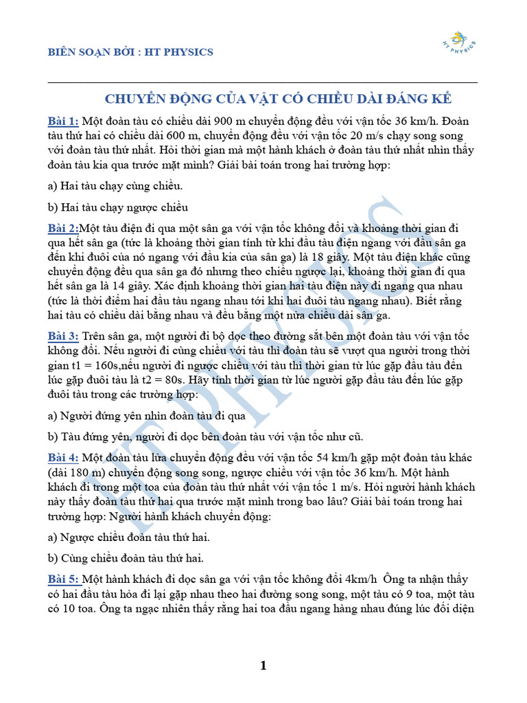 Chuyển Động Của Vật Có Chiều Dài Đáng Kể: Biên Soạn Bởi: Ht Physics | PDF