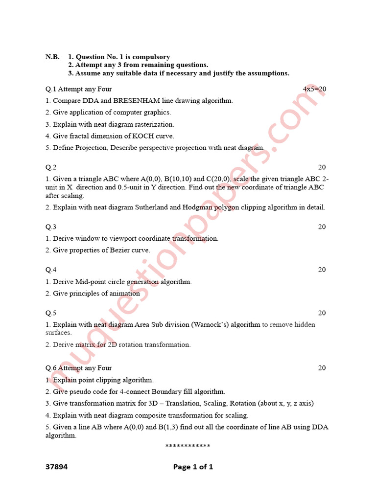Be - Computer Engineering Aids - Semester 3 - 2023 - December - Computer Graphics Rev 2019 C ...
