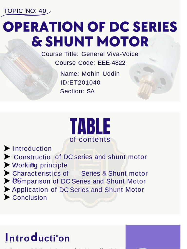 Operation of DC Series and Shunt | PDF