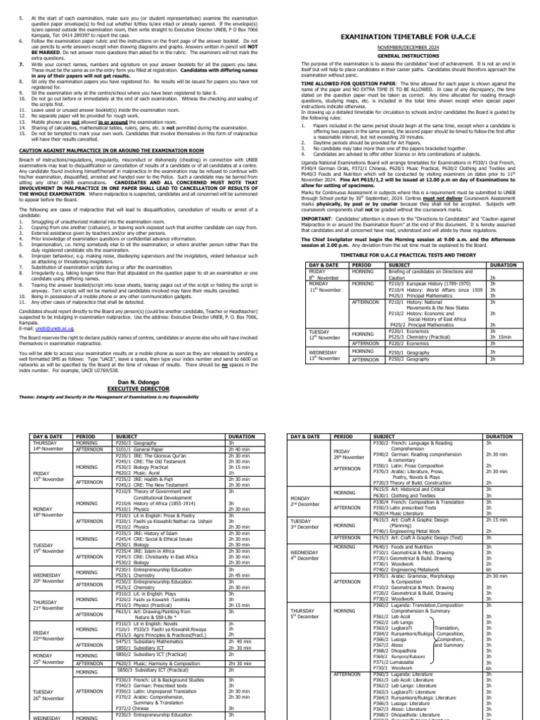 Uace Timetable Final Draft (1) 240820 154909 | PDF