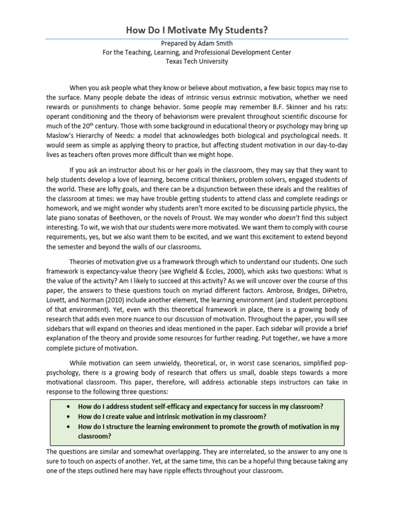 Student Motivation Strategies Guide | PDF | Career & Growth | Wellness