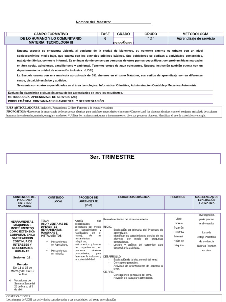 Tecnología 3° Grado - Trimestre 3 | PDF