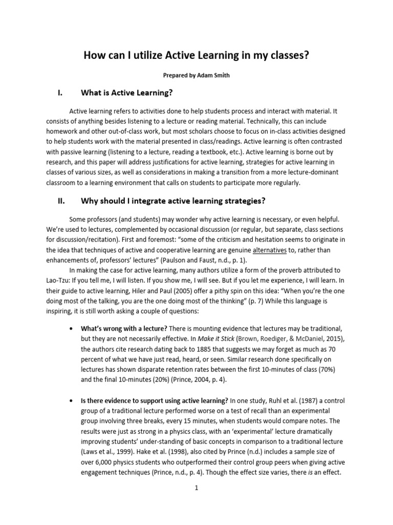 How Can I Utilize Active Learning | PDF | Lecture | Learning