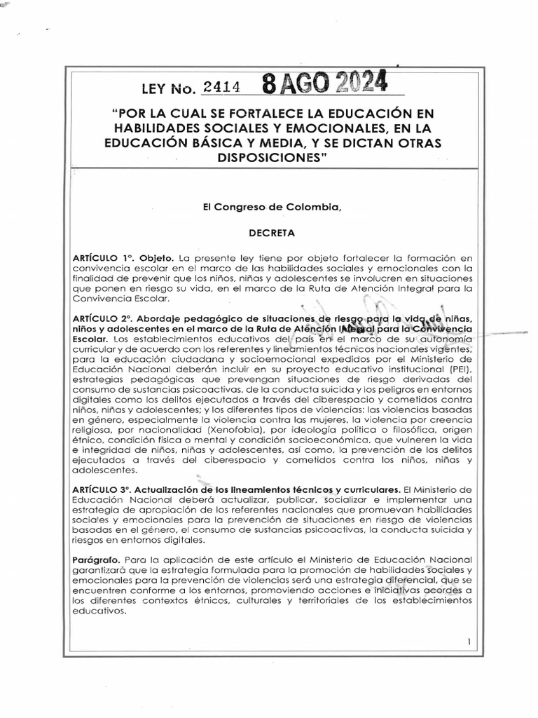 Ley 2414 Del 8 de Agosto de 2024 | PDF