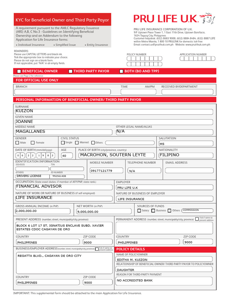 NEW KYC Know Your Customer Form For Beneficial Owner and Third Party ... NEW KYC Know Your Customer Form For Beneficial Owner and Third Party ...