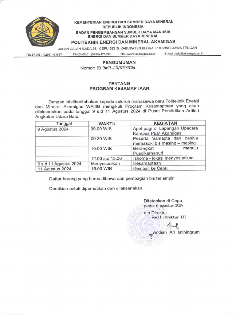 DL.10 53 PM Program Kesamaptaan | PDF