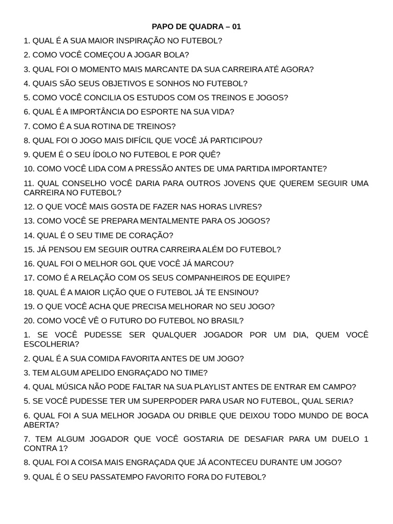 Papo de Quadra | PDF