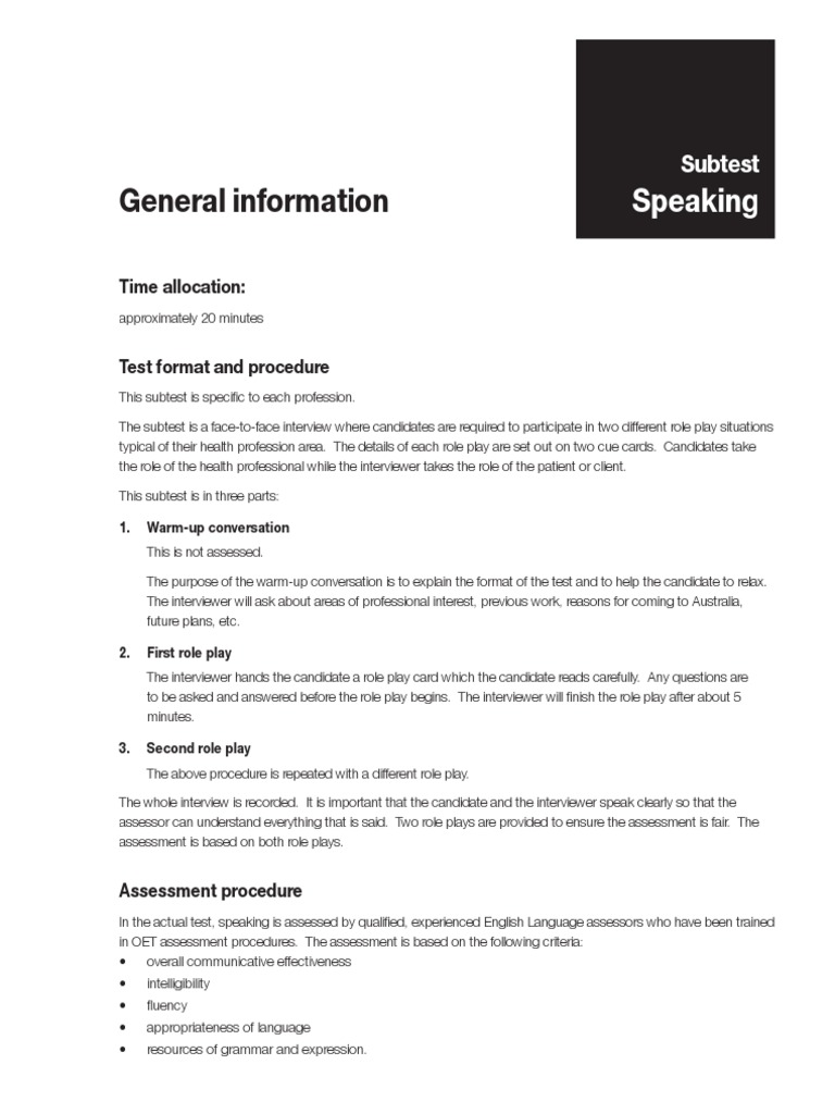 OET Speaking | PDF | Physical Therapy | Medicine