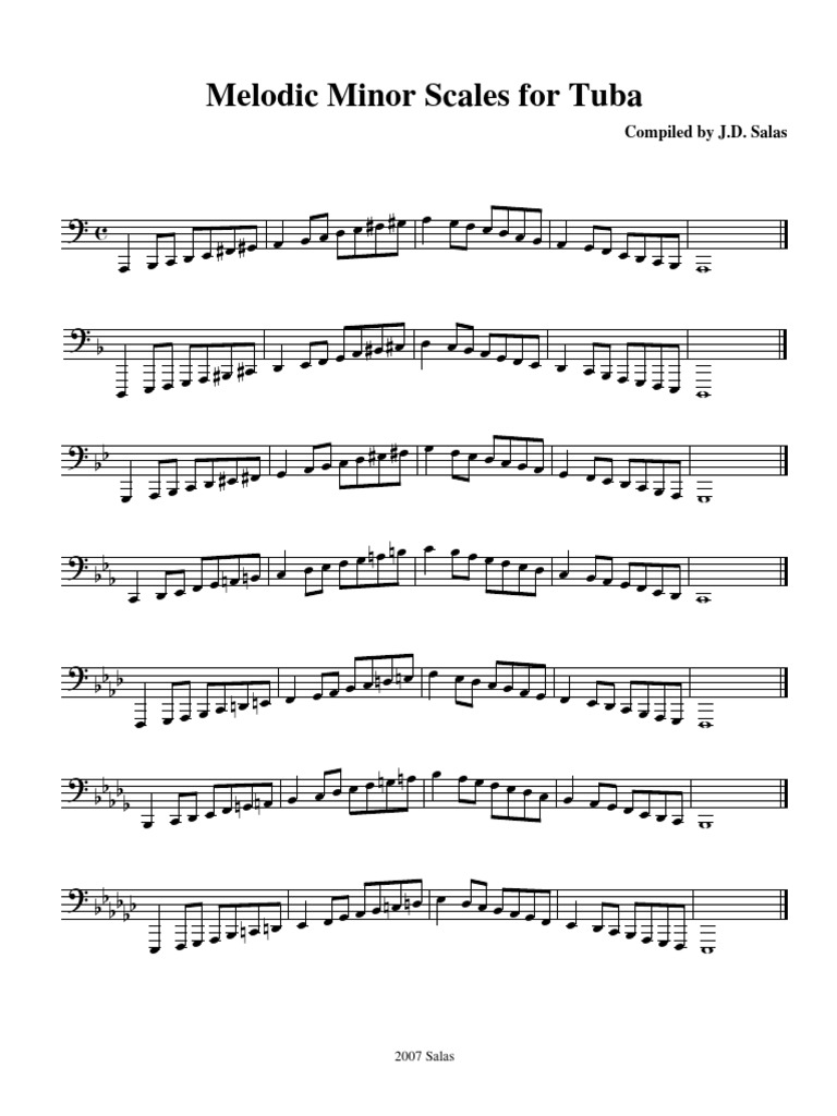 Melodic Minor Scales - Tuba | PDF