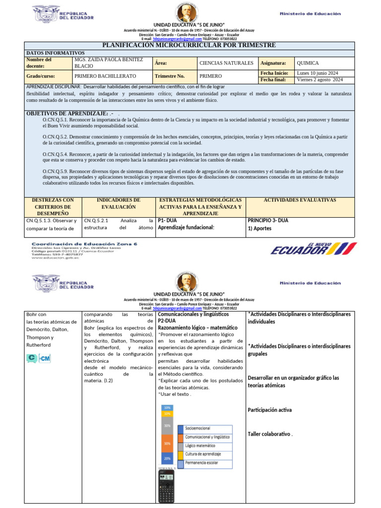 Planific 1T. 1-Quim | PDF