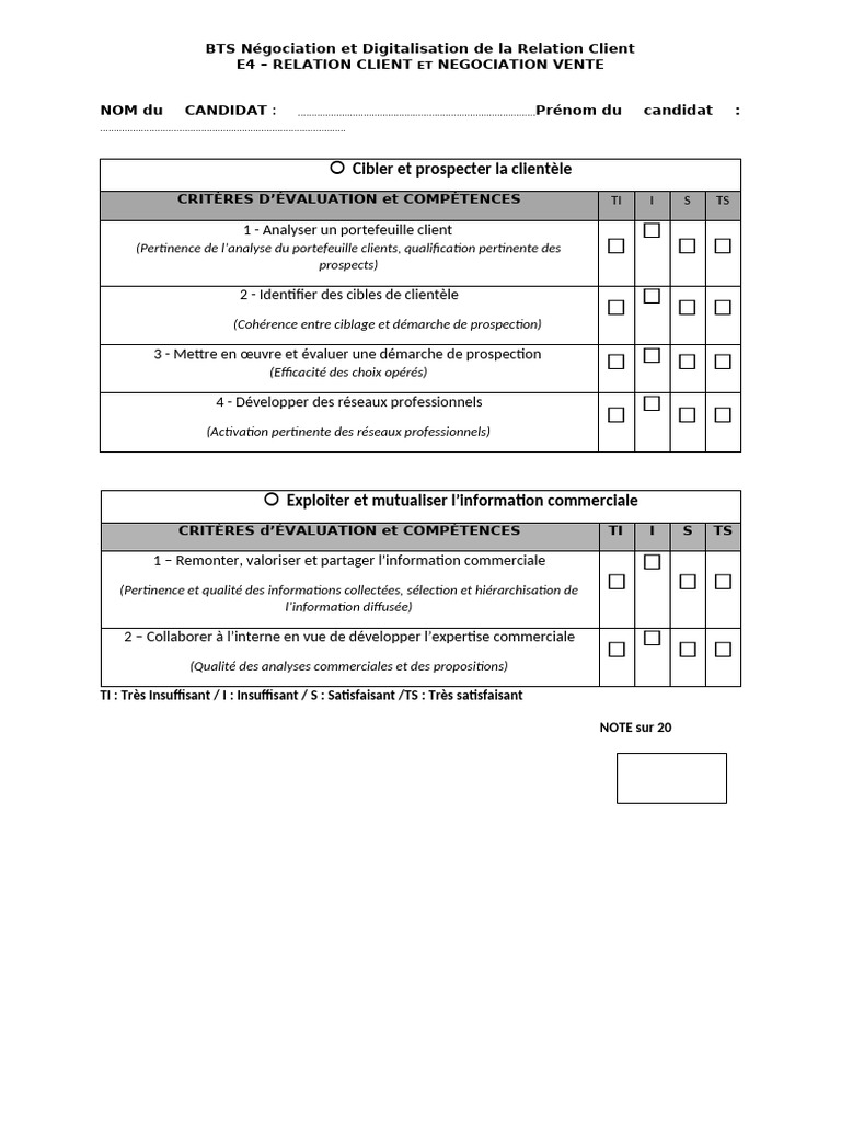 Grille Eval E4 | PDF