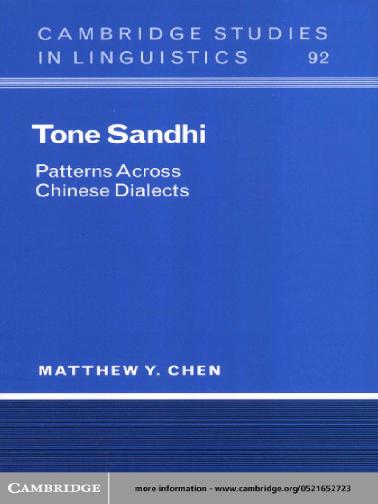 Tone Sandhi Patterns Across Chinese Dialects | PDF