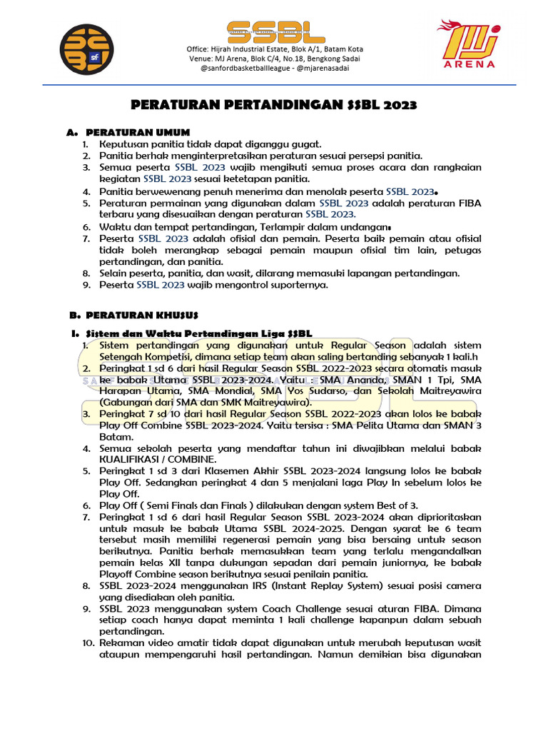 PERATURAN SSBL 2023 Rev2 | PDF