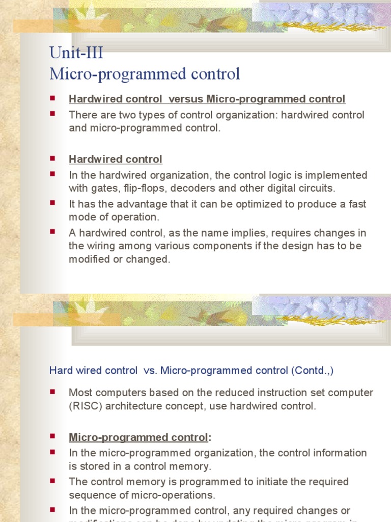 Unit-III Micro-Programmed Control | PDF | Subroutine | Digital Electronics