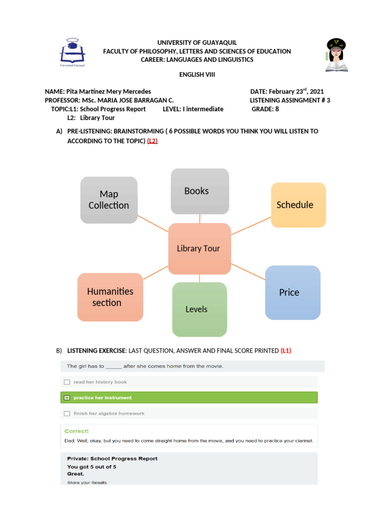 Listening Tasks Template English Viii 3 | PDF