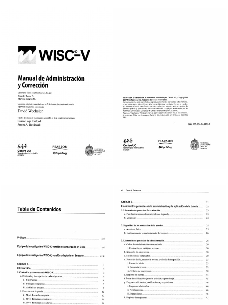 Manual WISC V - Versión Chilena | PDF