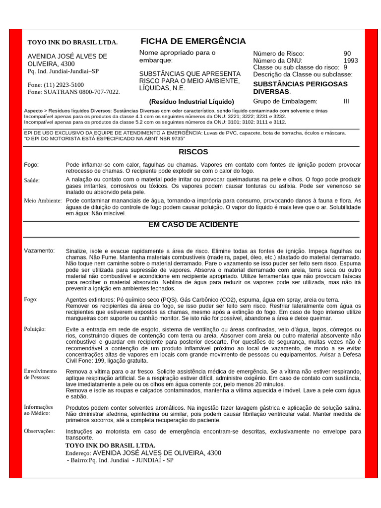 Novo Modelo de Ficha de Emergência Líquido | PDF