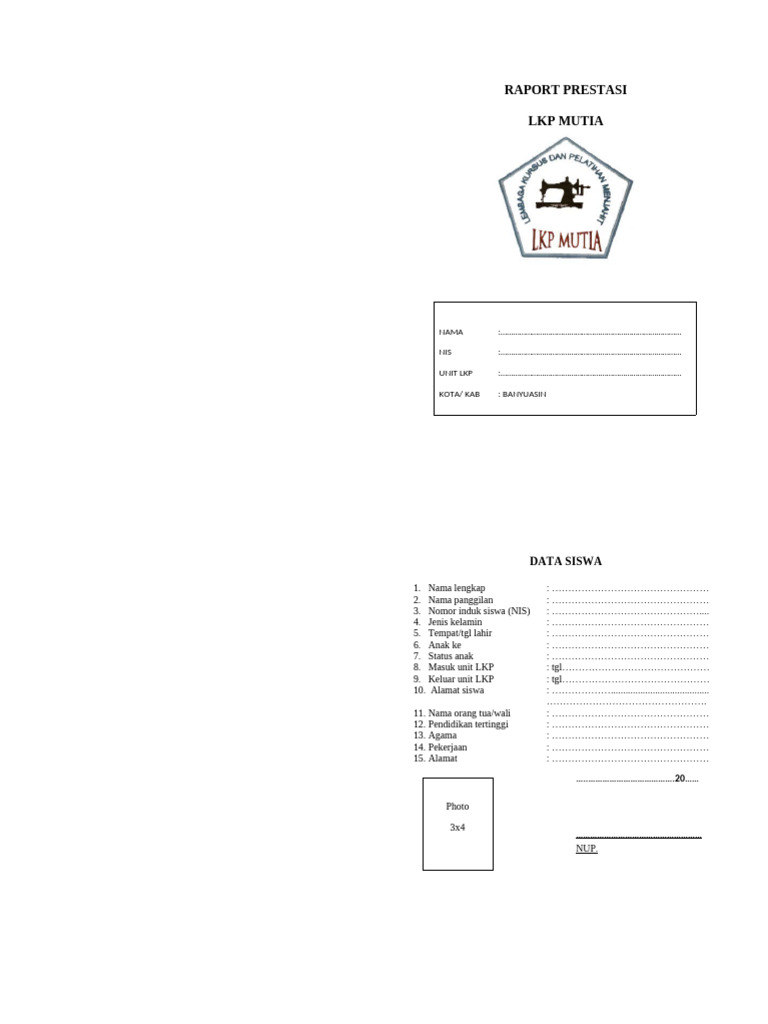 Rapot MBK Mutik | PDF