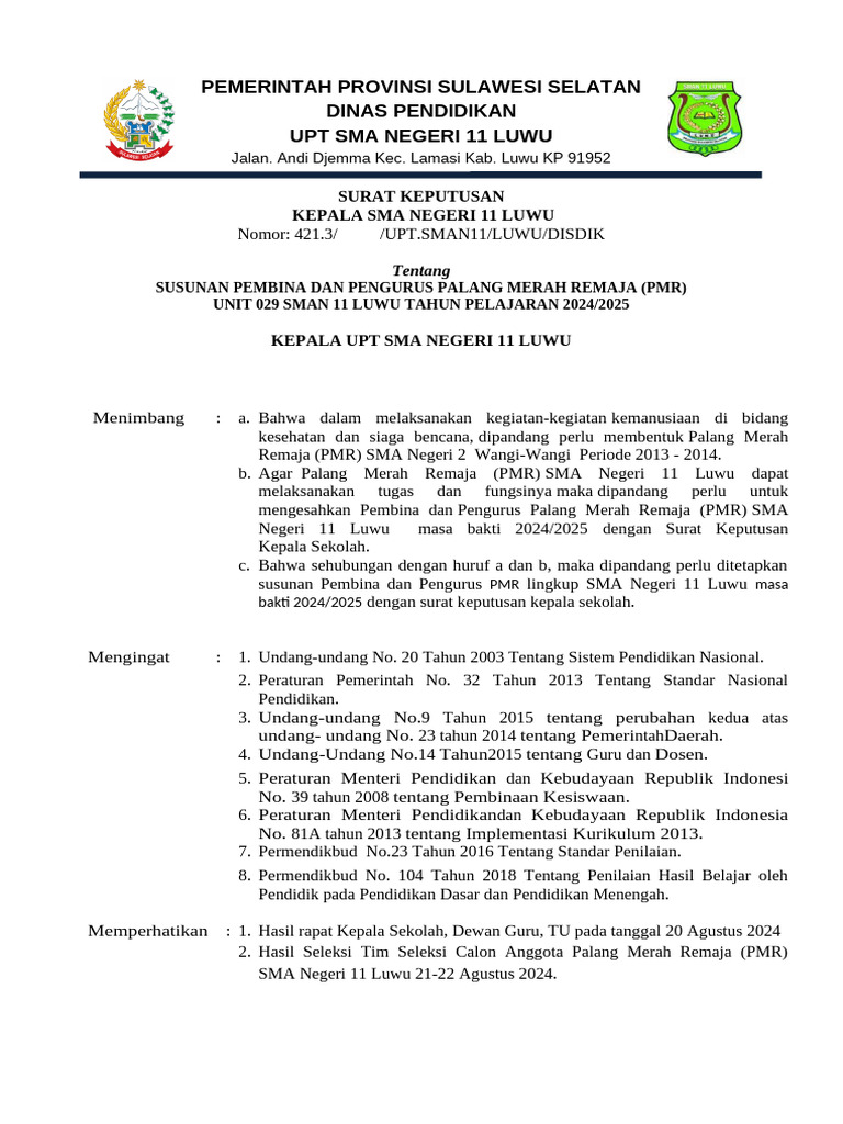 SK PMR Sman 11 Luwu | PDF