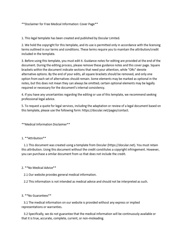 Disclaimer For Free Medical Information @1 | PDF