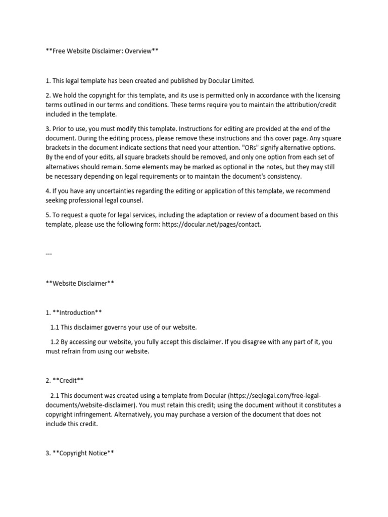 Free Website Disclaimer @1 | PDF