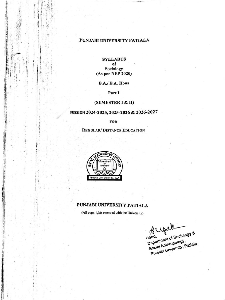 NEP BA-Part-I - Sociology (Sem I & II) - 2024-27 - Regular & Distance Education - Compressed | PDF