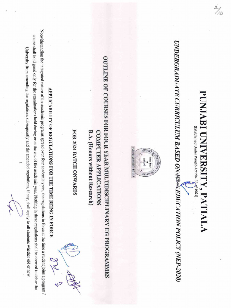 Four Year Multidisciplinary Ug Prog. Comp - Appl. B.A. (Honors Without ...