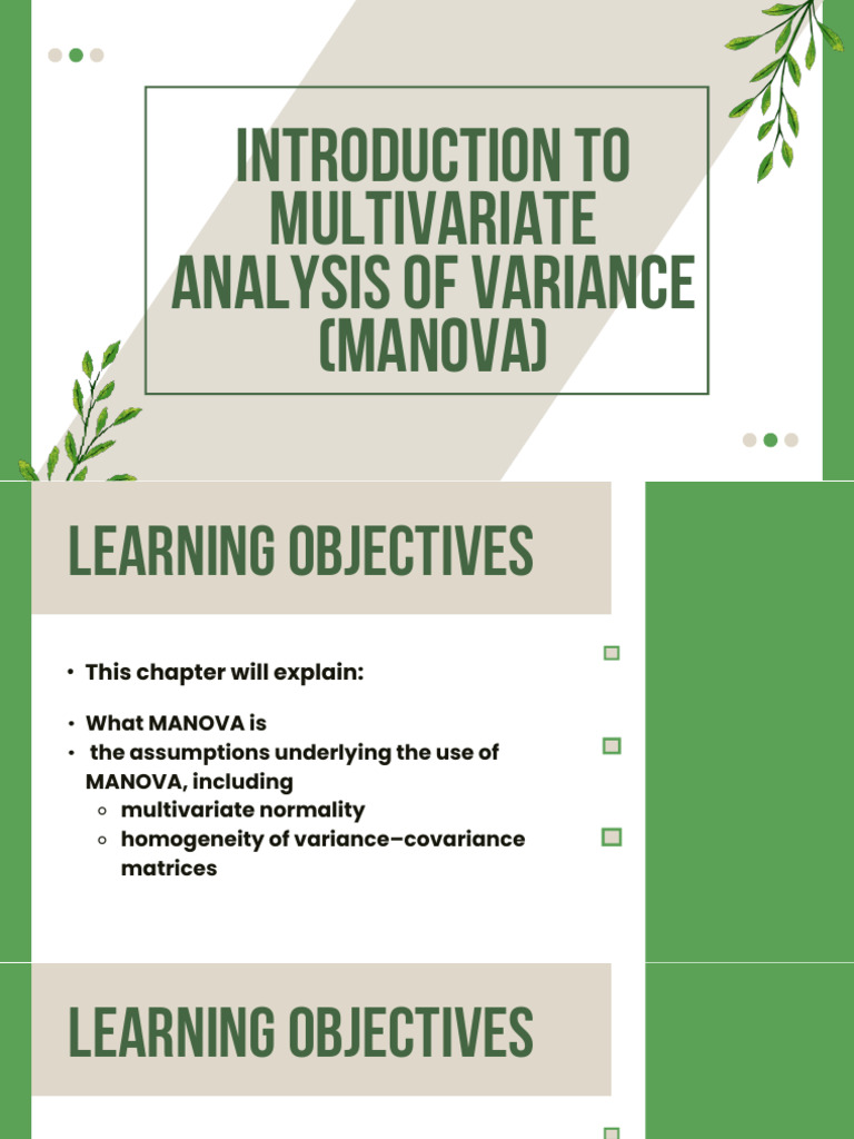 Chapter 9 - Introduction To Multivariate Analysis Variance (MANOVA) | PDF Chapter 9 - Introduction To Multivariate Analysis Variance (MANOVA) | PDF