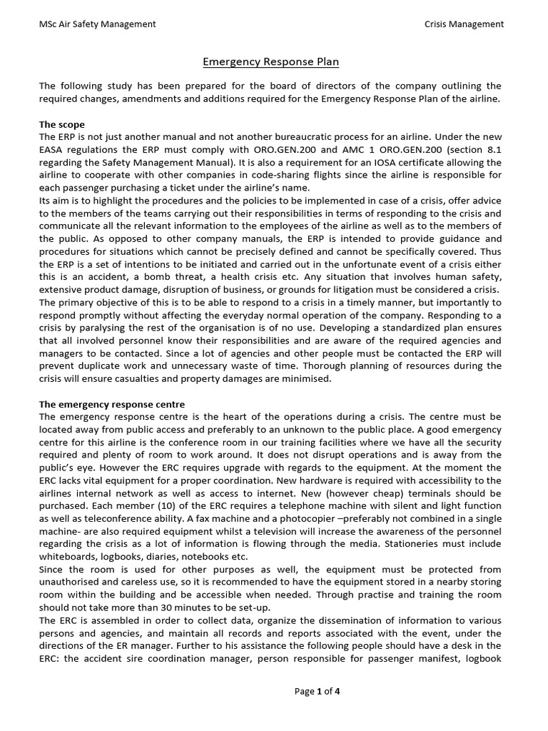 Emergency Response Plan | PDF