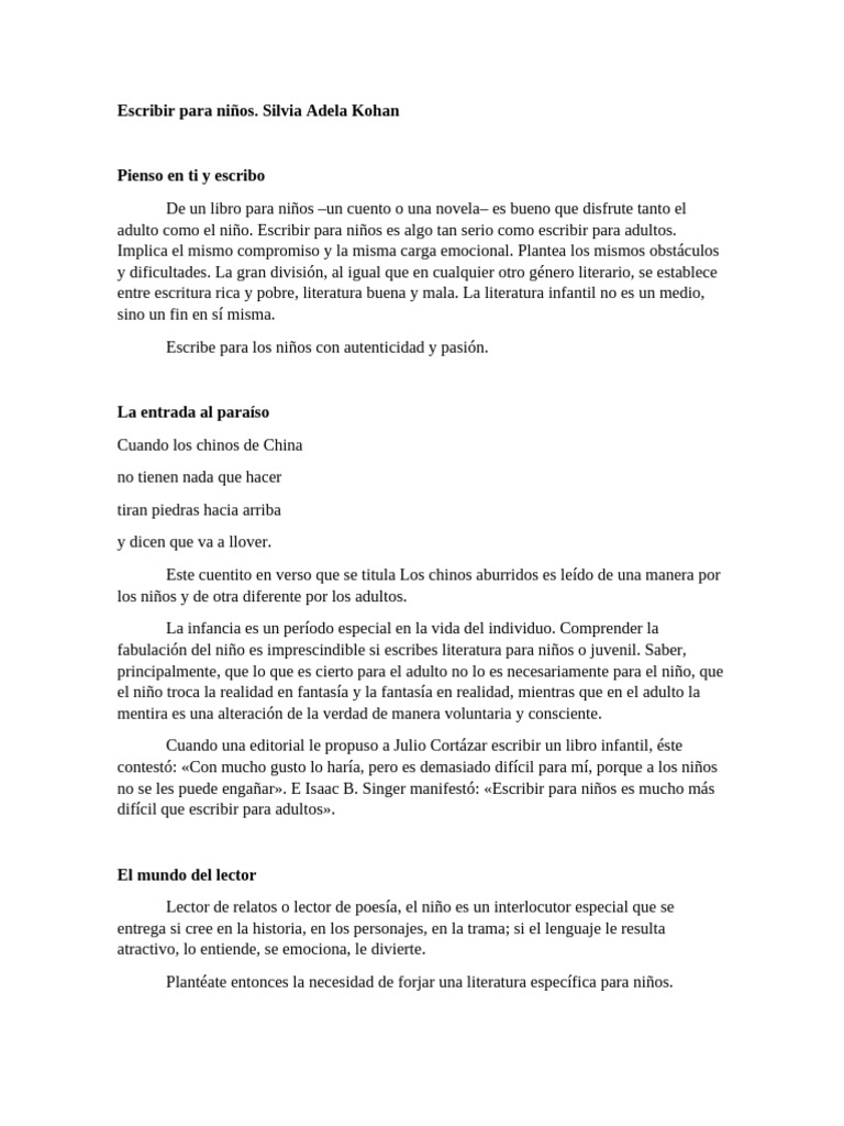 Escribir para Niños | PDF | Literatura infantil | Ficción general